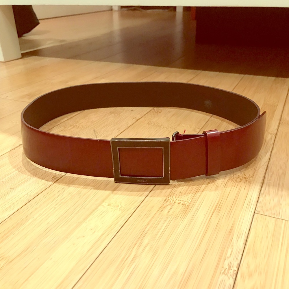 Prada Red Leather Belt Made In Italy - Gem